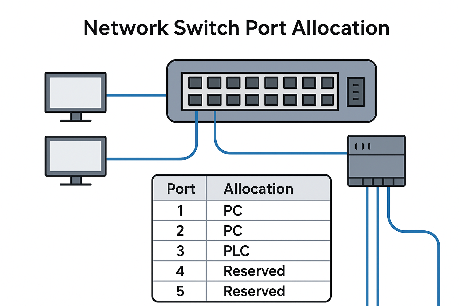 Efficient Network Switch Port Allocation in Industrial Automation – PLC DCS Pro Ltd.